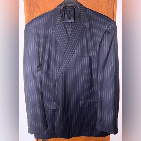 Falcone | Suits & Blazers | Men Falcone Dark Blue Pin Stripe Wool Suit ...